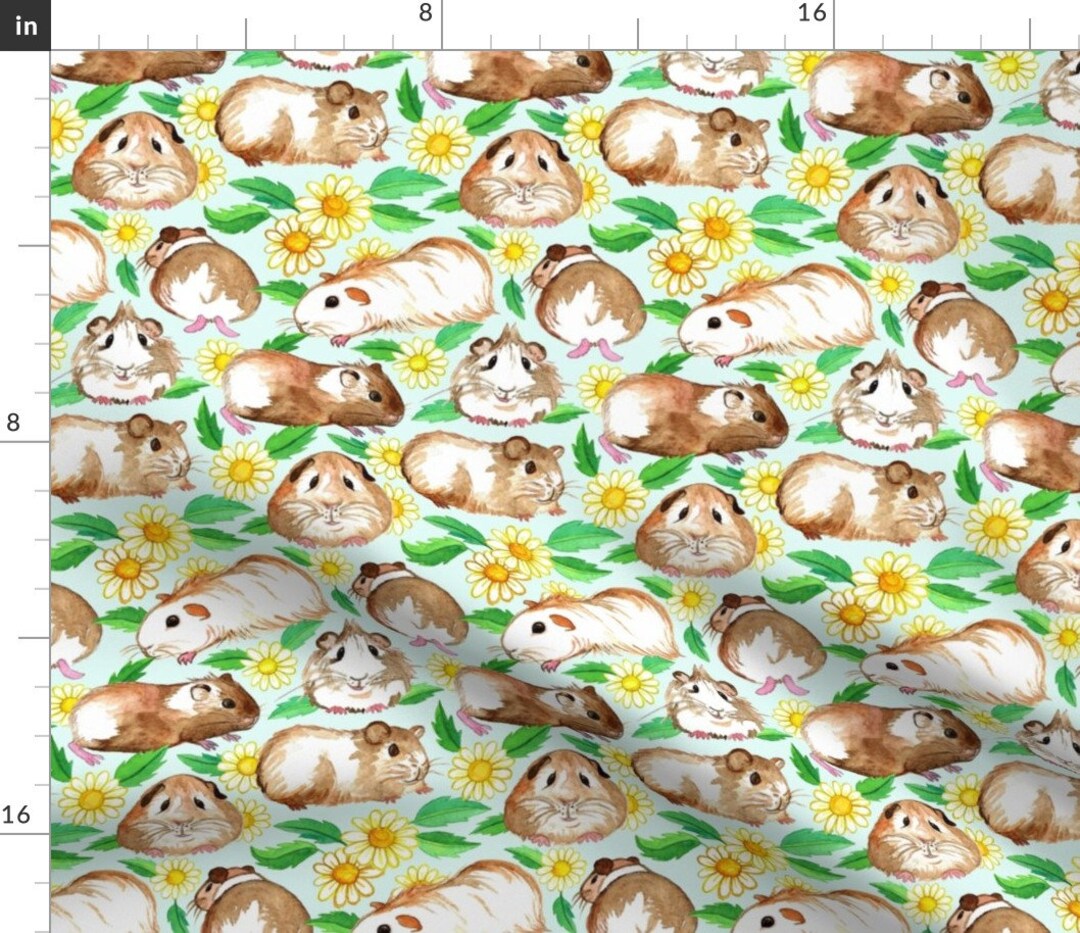 Floral Guinea Pig Pet Fabric Guinea Pigs and Daisies in - Etsy