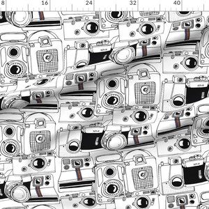 Cameral Collage Fabric Vintage Cameras by Maceymack Retro Camera ...