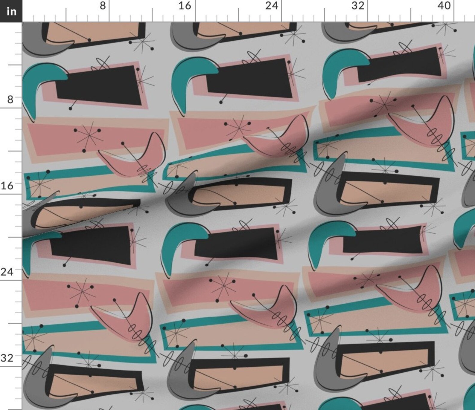 Mod Fabric Boomerangs Pink And Teal By Hot4tees BgYahoo Com | Etsy