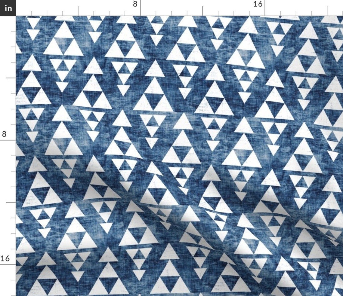 Tribal Triangle Fabric Stacked Navy by Holli Zollinger | Etsy