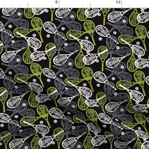 Tennis Fabric Tennis in Lime Gray by Lauriekentdesigns Tennis Racquet ...
