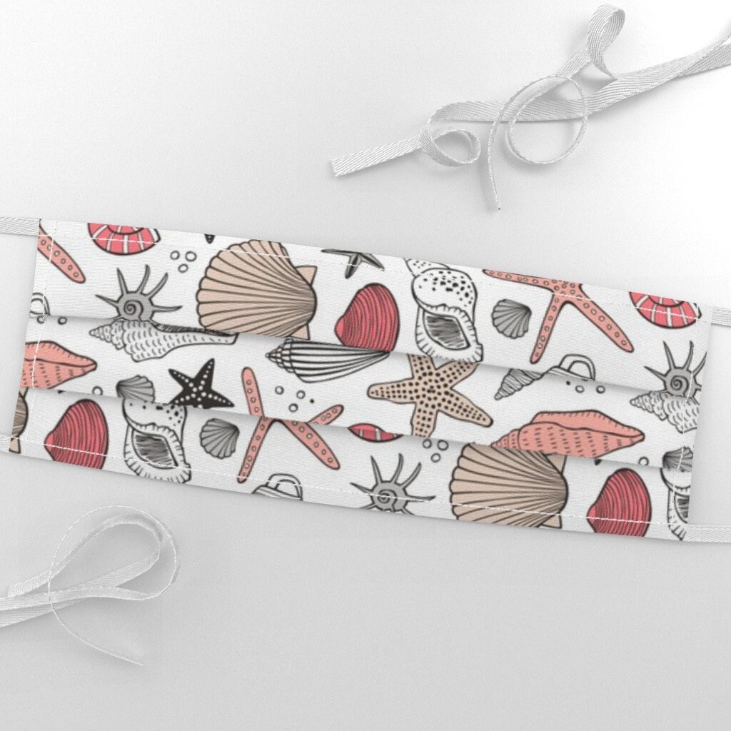 Seashell Fabric Rotated Nautical Ocean Shells Peach Pink | Etsy