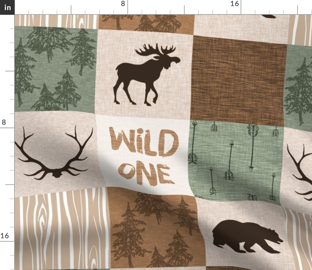 Hunting Fabric Wild One Quilt Bear Moose Deer Antlers by ...