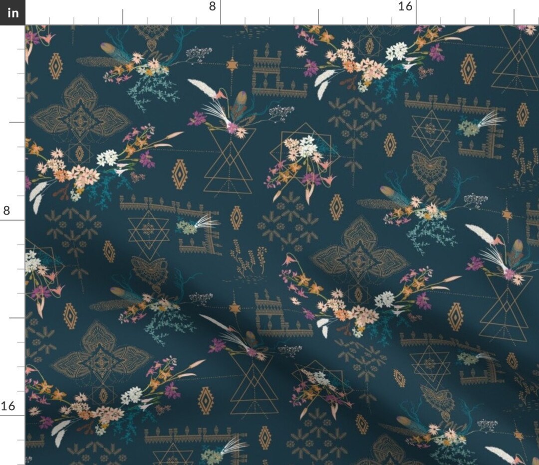 Boho Fabric Sheba Hanging Garden Small teal by Nouveau Bohemian Boho ...