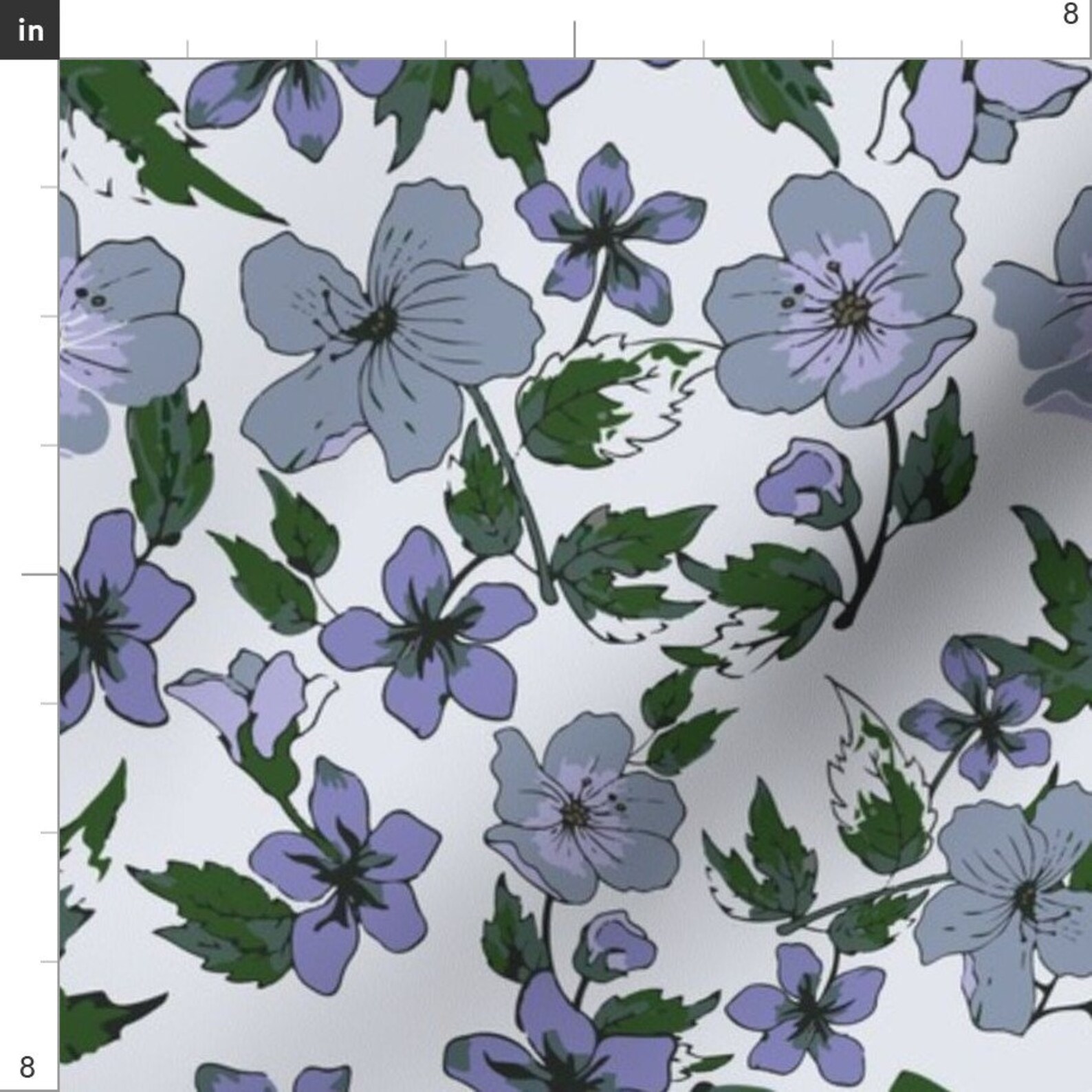 Watercolor Pansy Fabric Tranquil Pansies by Sixsie Lou - Etsy