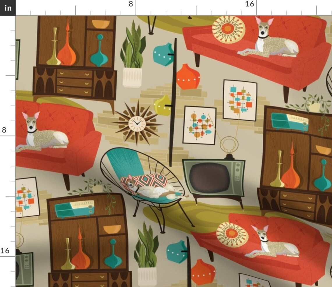 Retro 1960s Fabric Rec Room Madness by Michaelzindell - Etsy