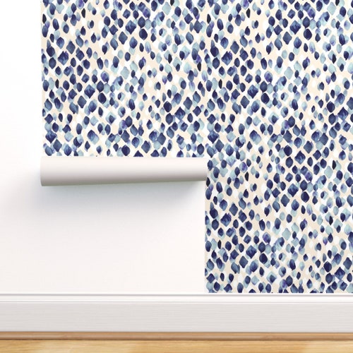 Indigo Blue Wallpaper Indigo Rain by Crystal Walen Indigo - Etsy