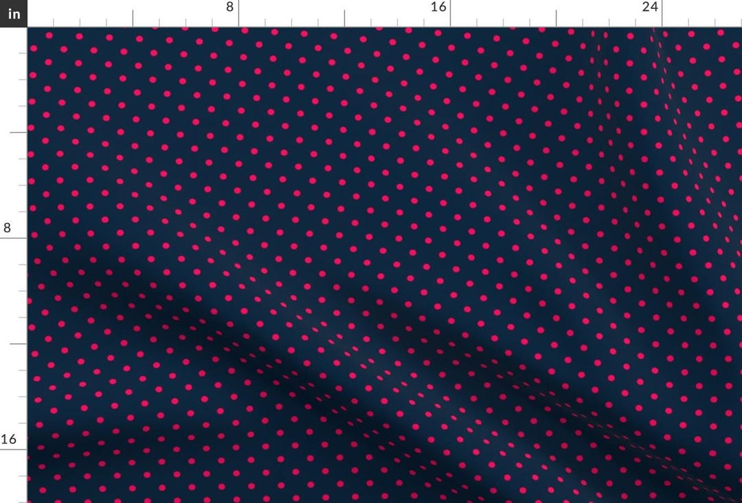 Navy Dots Fabric - Mini Hot Pink Polka Dots on Navy Blue by Paper and ...