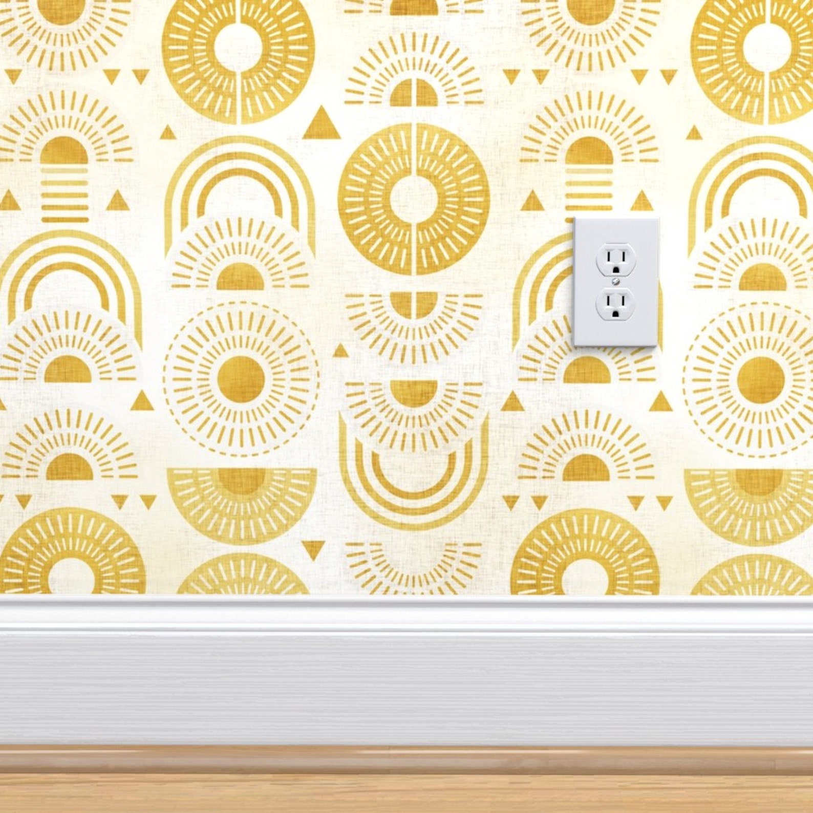 Boho Wallpaper Boho Sunshine by Patricia Lima Beige Cream | Etsy