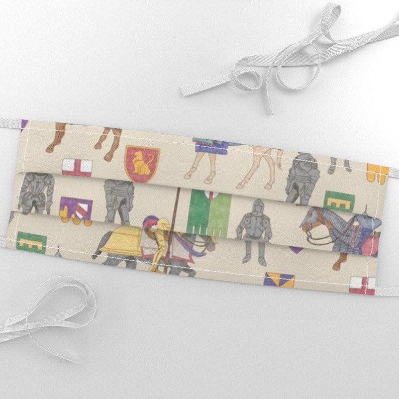 Medieval Knights Fabric Watercolor Knights on Beige by - Etsy