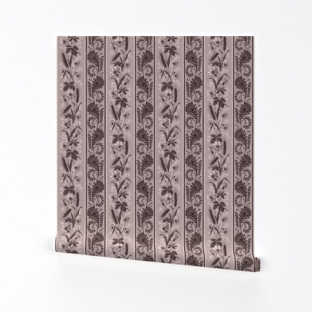 Regency Stripe Removable Peel and Stick Wallpaper - Purple Floral ...