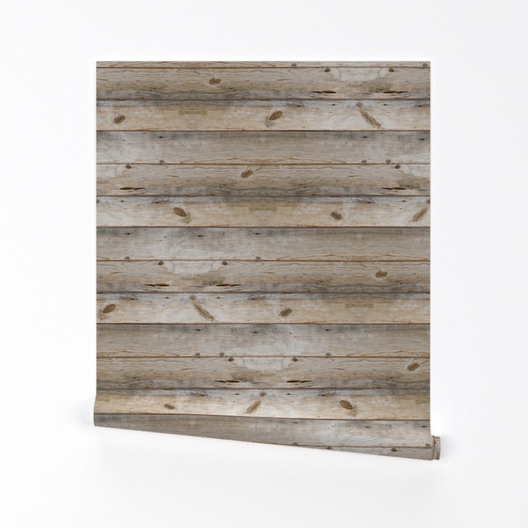 Shiplap Wallpaper Reclaimed Plank by Willowlanetextiles Rustic Decor ...