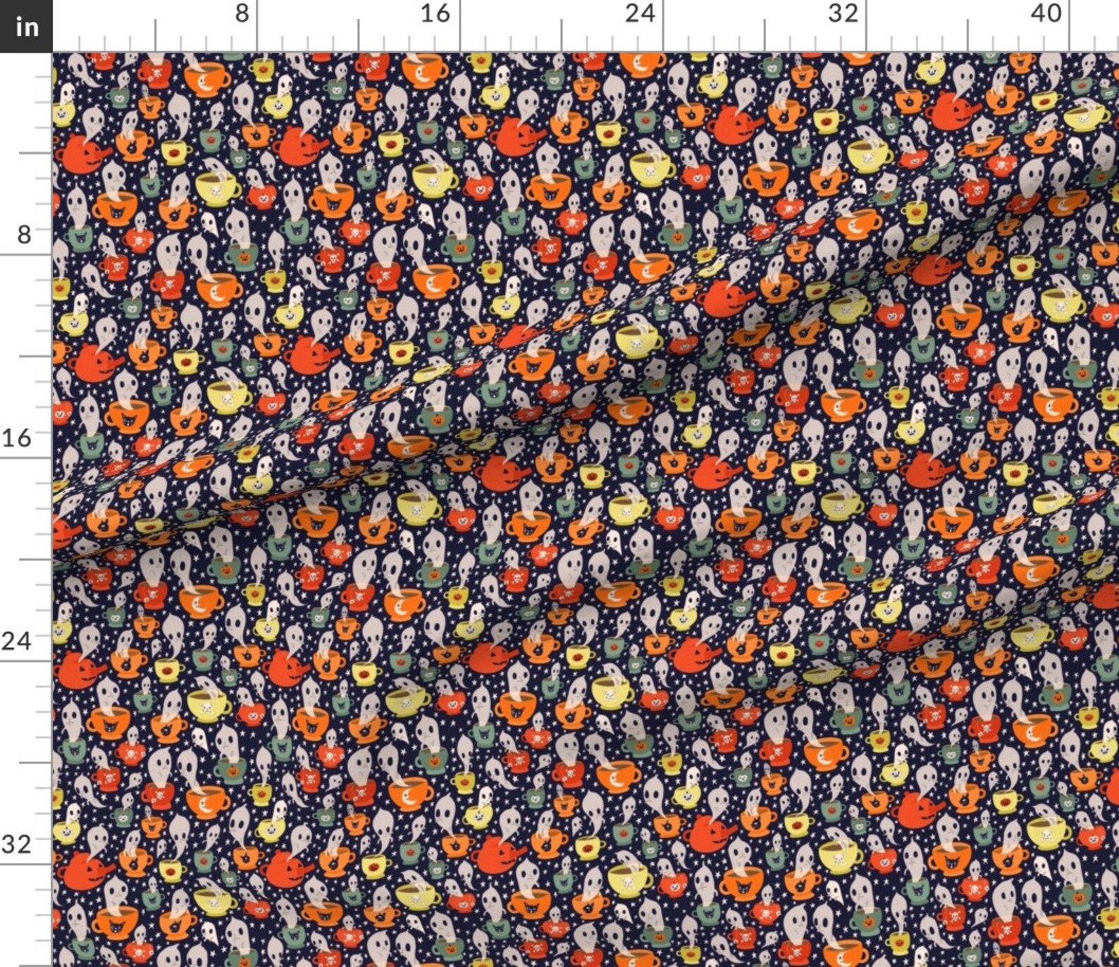 Ghost Tea Party Fabric Tasseomancy Ghosts by Heidikenney - Etsy
