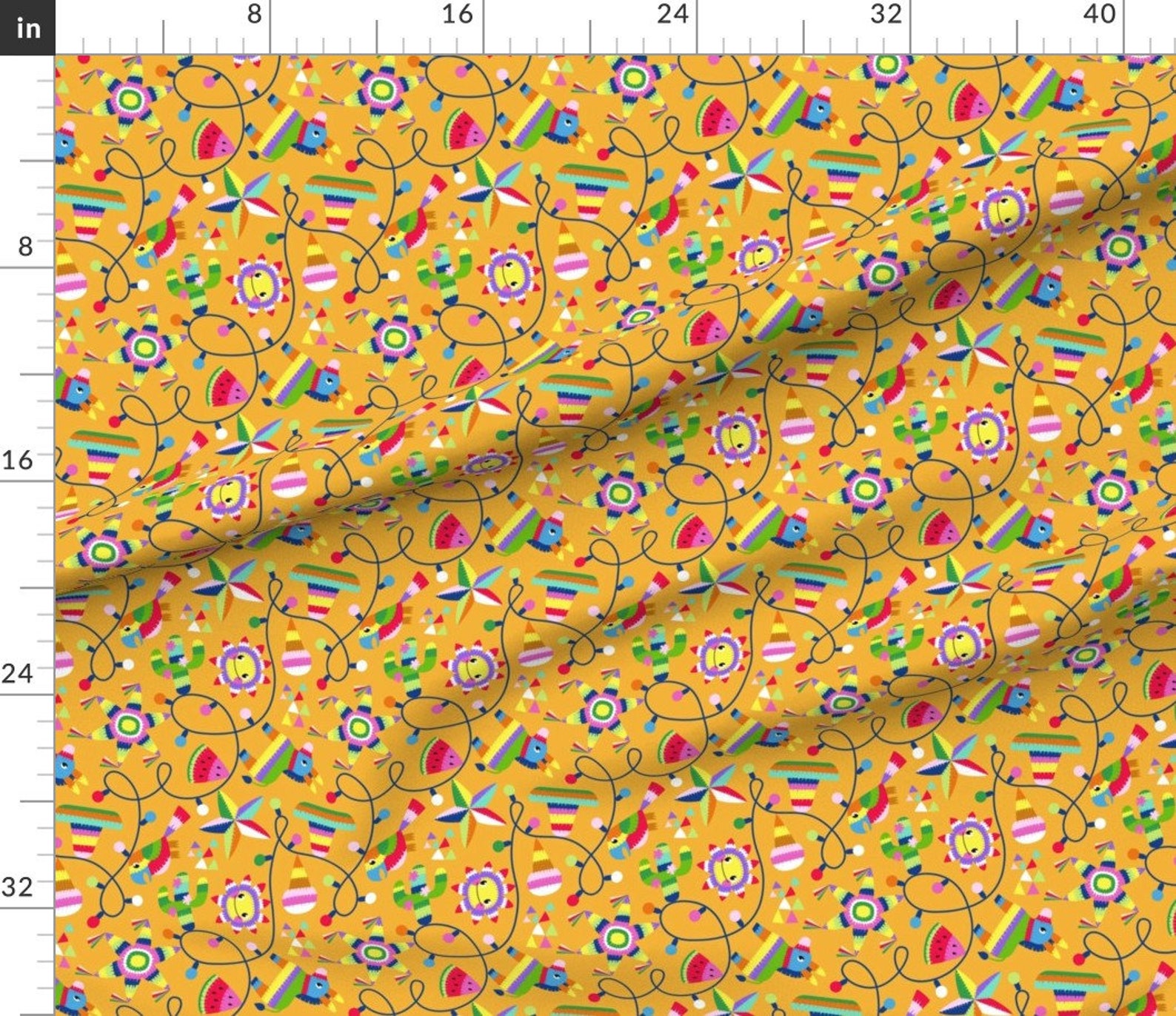 Fiesta Fabric Piñata Time by Mirabelleprint Rainbow - Etsy
