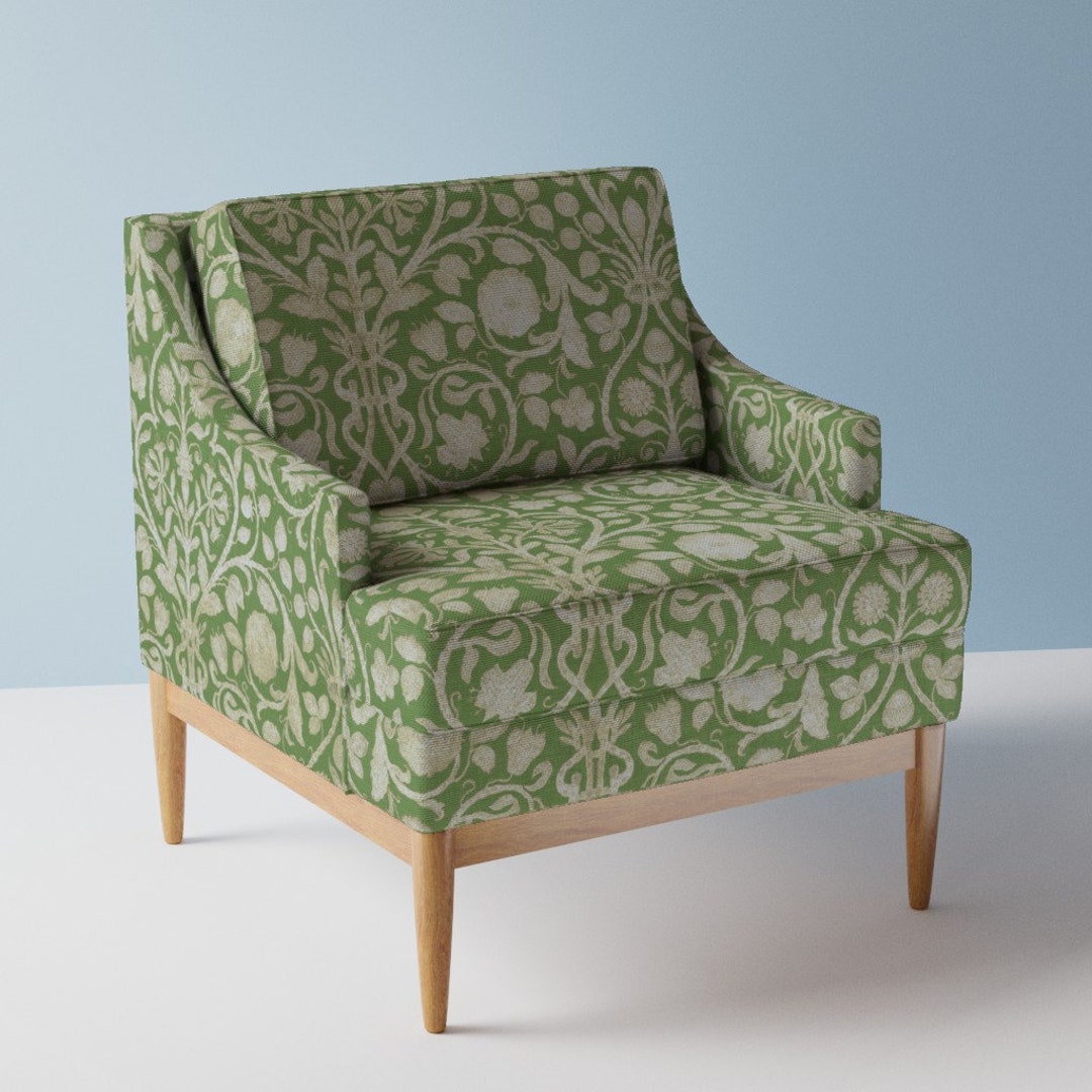 Green Damask Upholstery Fabric Provence in Green by Willowlanetextiles ...
