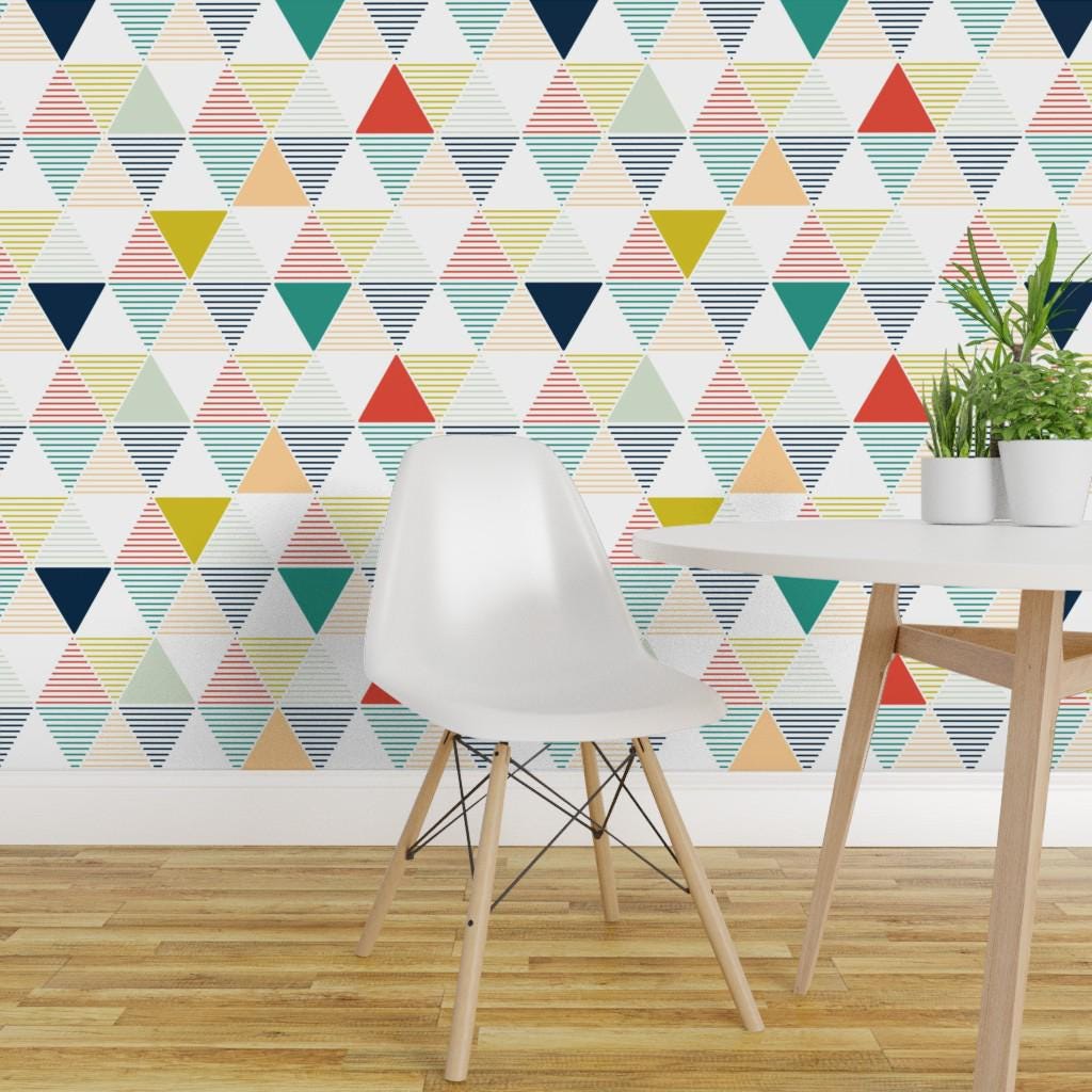 Mod Triangle Wallpaper - Modern Geometric White by Lemonni - Geometric ...