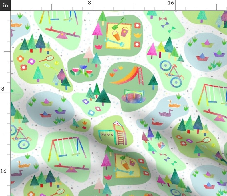 Park Map Fabric Park Map By Emmaallardsmith Watercolor | Etsy