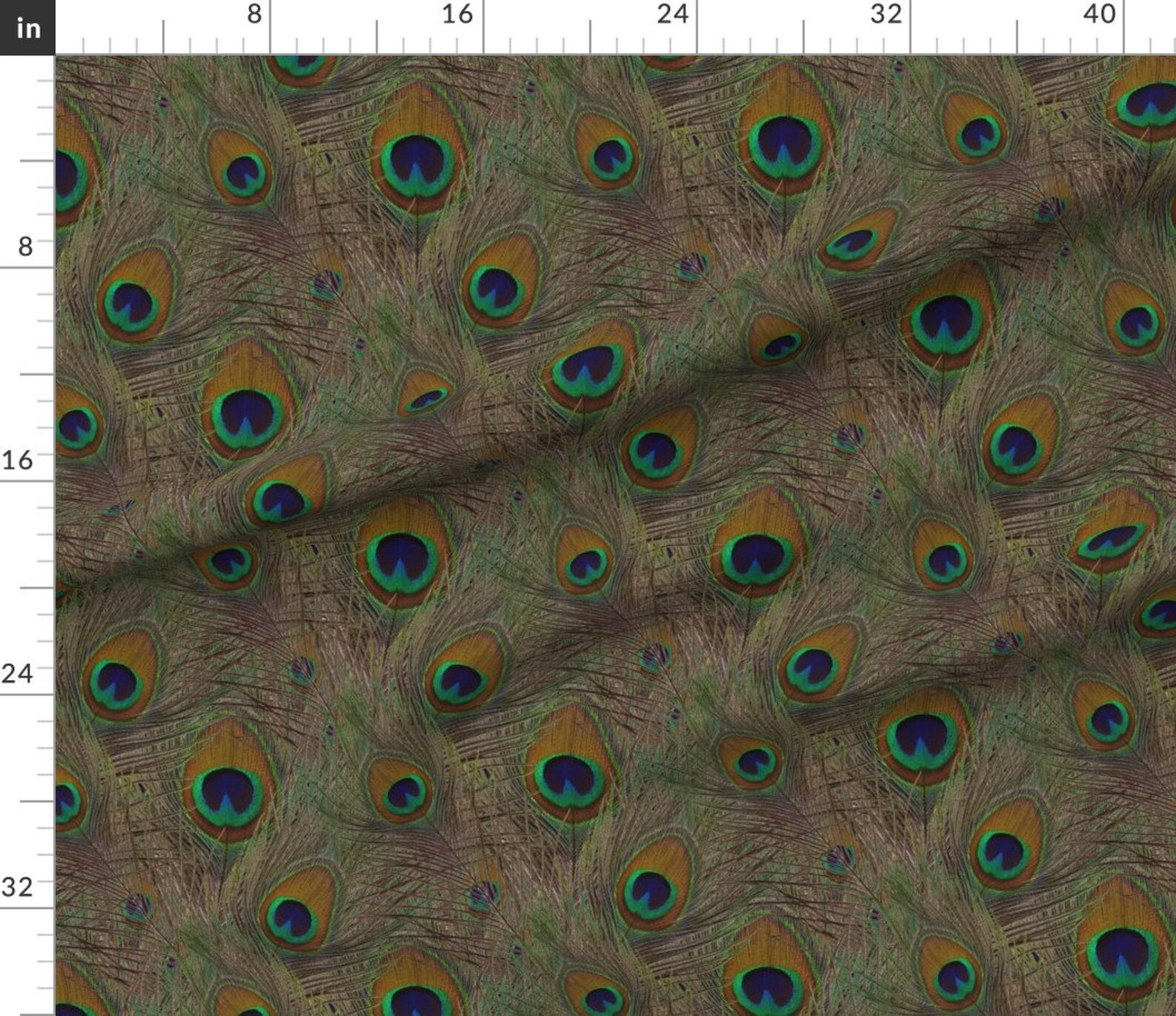 Peacock Feather Fabric the Great Wall of Peacock by - Etsy