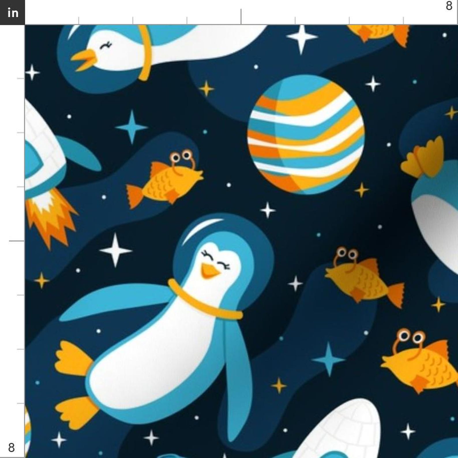 Space Fabric - Intergalactic Penguins by Robyriker - Space Arctic ...