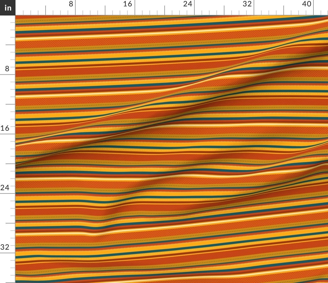 Orange Stripe Fabric Elissa Stripe by Snowflower Stripe | Etsy