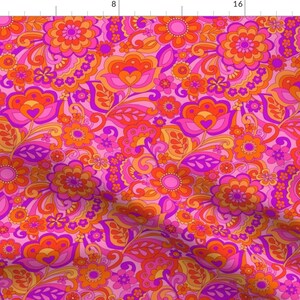 60s Floral Fabric Flower Power by Cressida Carr Retro Vintage Pink ...