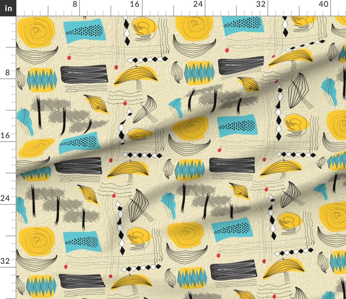 Modern Fabric Mid-century Abstract by Mid-century | Etsy