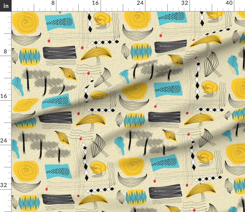 Modern Fabric Mid-century Abstract by Mid-century | Etsy