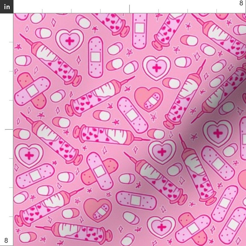 Pink Nurse Bandaid Fabric Pink Nurse Repeat With Syringes - Etsy