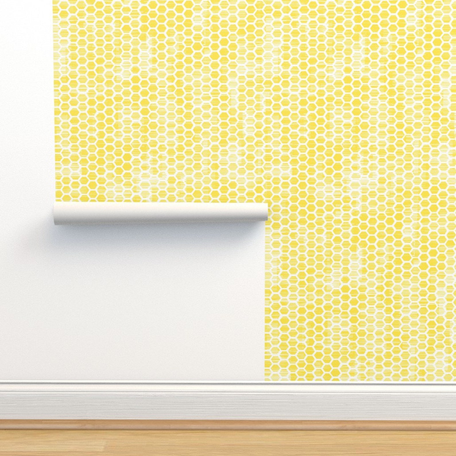 Beehive Wallpaper Beehive Grunge Yellow by Friztin - Etsy