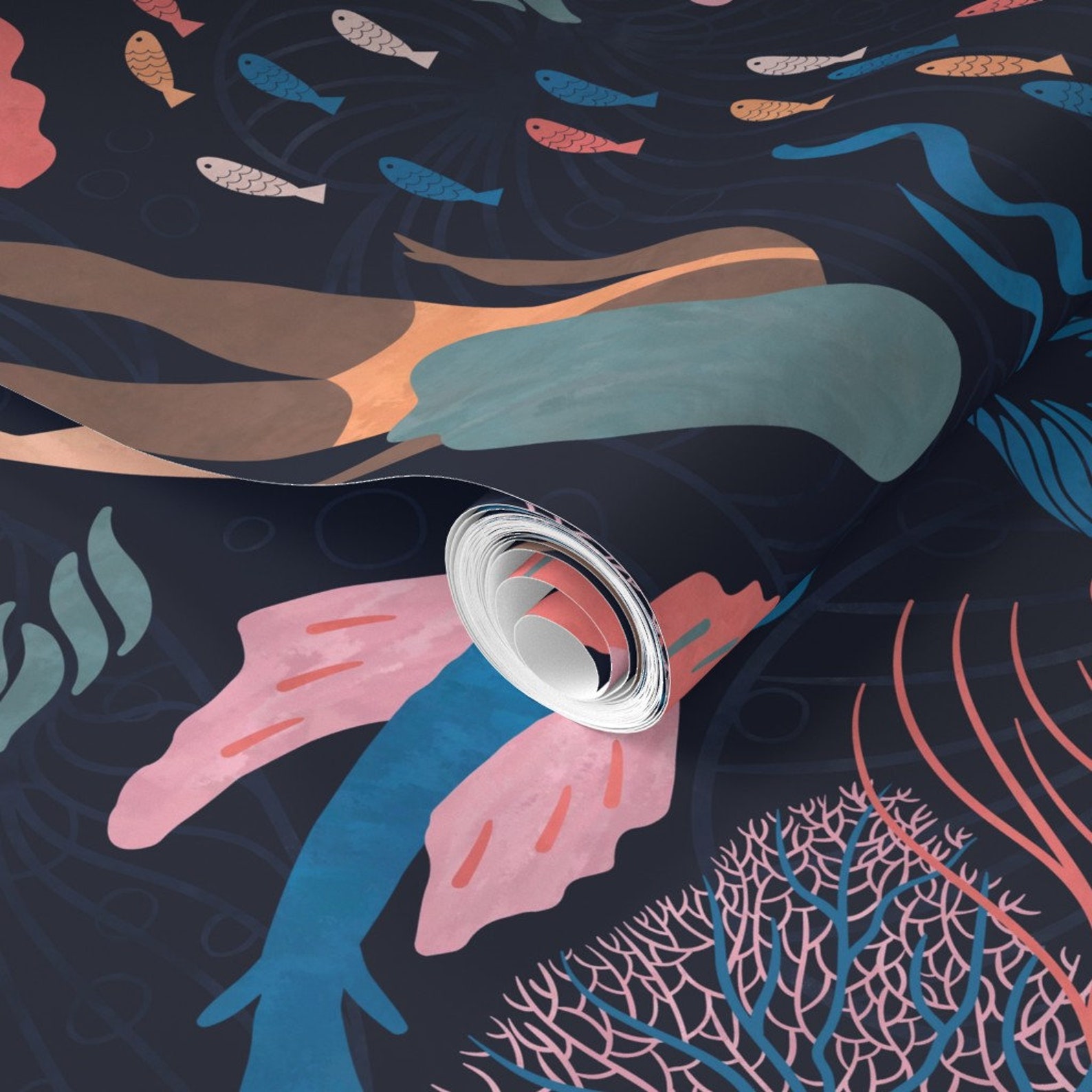 Swimming Wallpaper Almost Mermaid in Dark by Lidiebug - Etsy