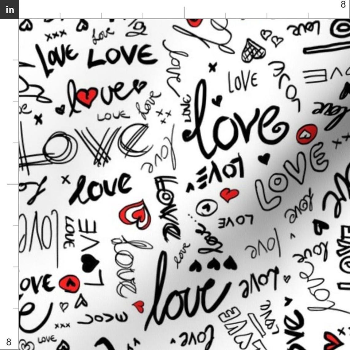 Love Fabric - Love and Hearts Typography in Black, Red and White by ...