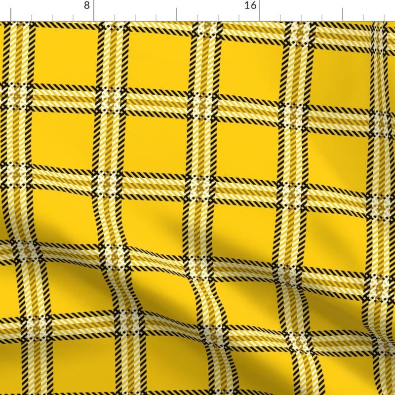 Yellow Plaid Fabric - Etsy