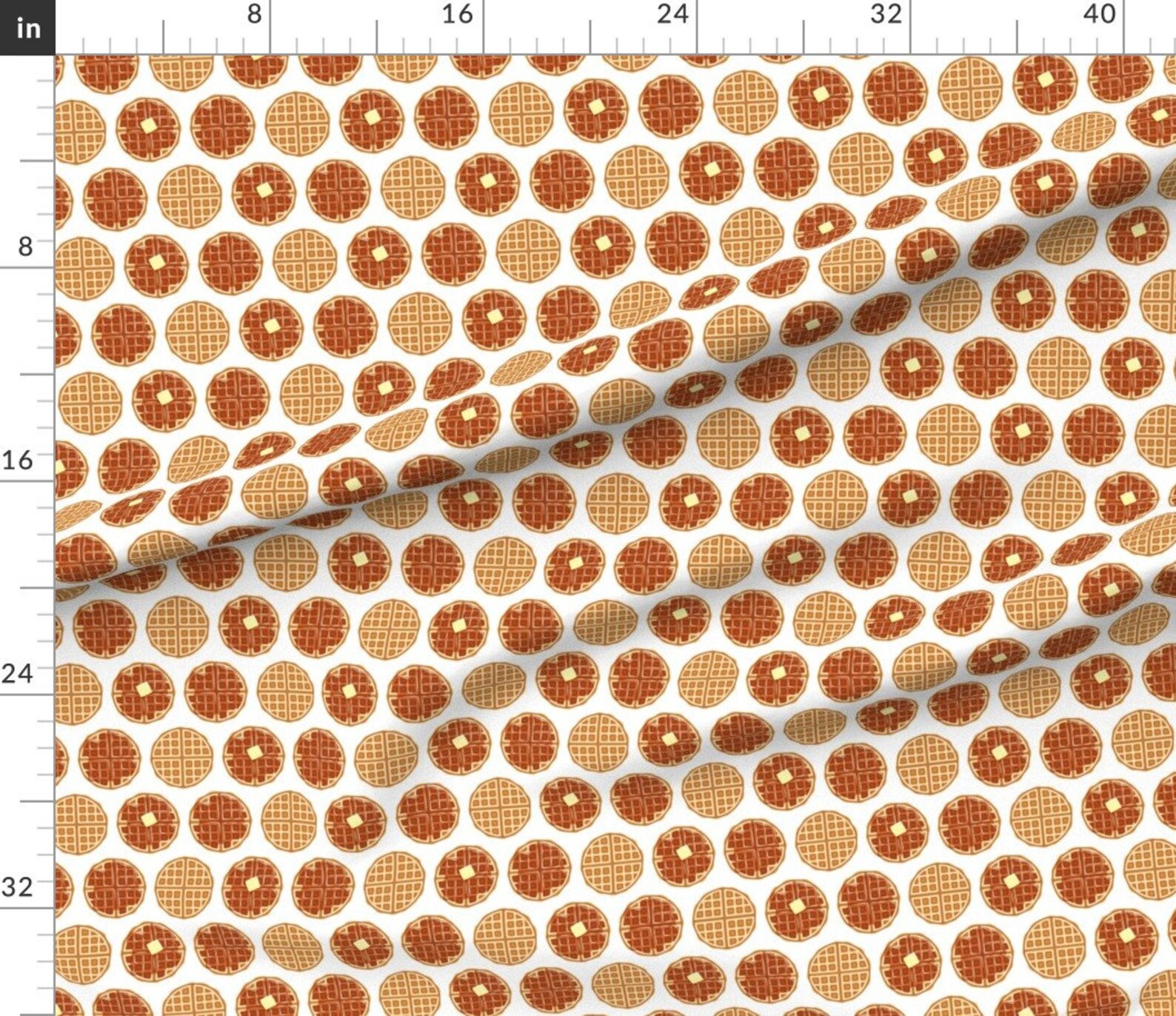 Waffles Fabric Waffles by Littlearrowdesign Breakfast Food - Etsy