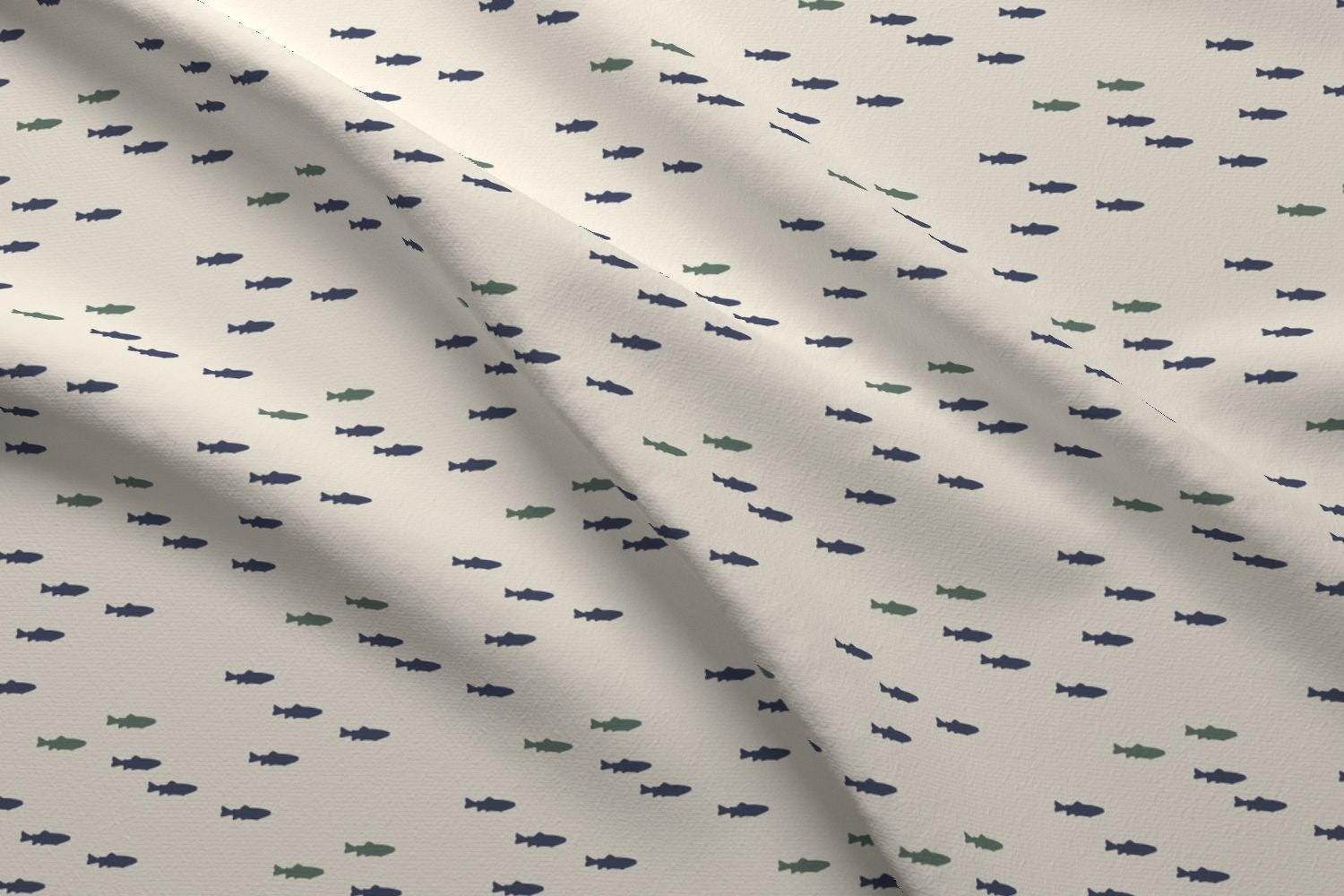 Fish Fabric Fish On Beige Adventure Camp By | Etsy