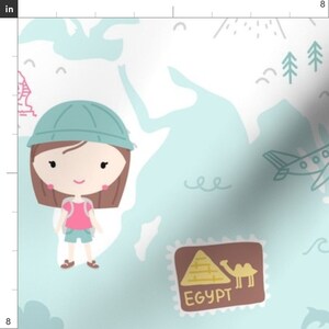 World Map Fabric Love 2 Travel Girls World Map by Ewa - Etsy