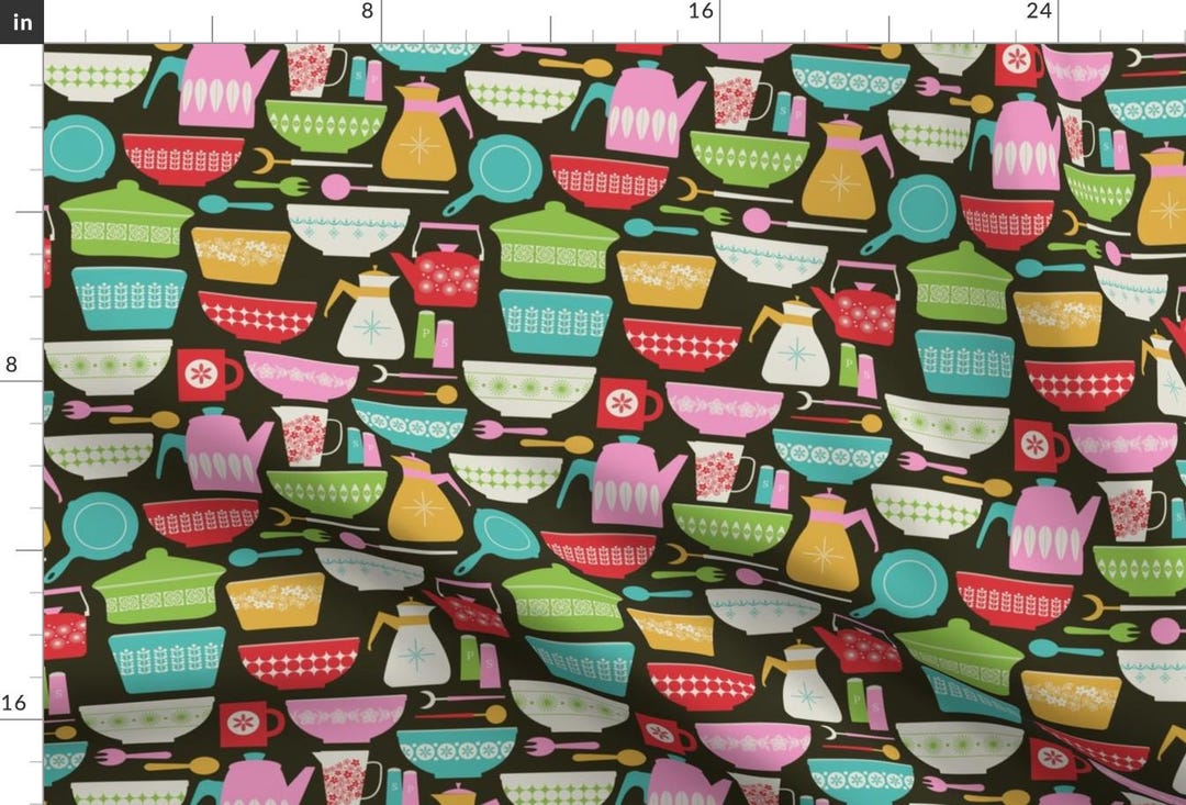 Vintage Kitchen Colorful Fabric - Vintage Kitchen - Bright by ...