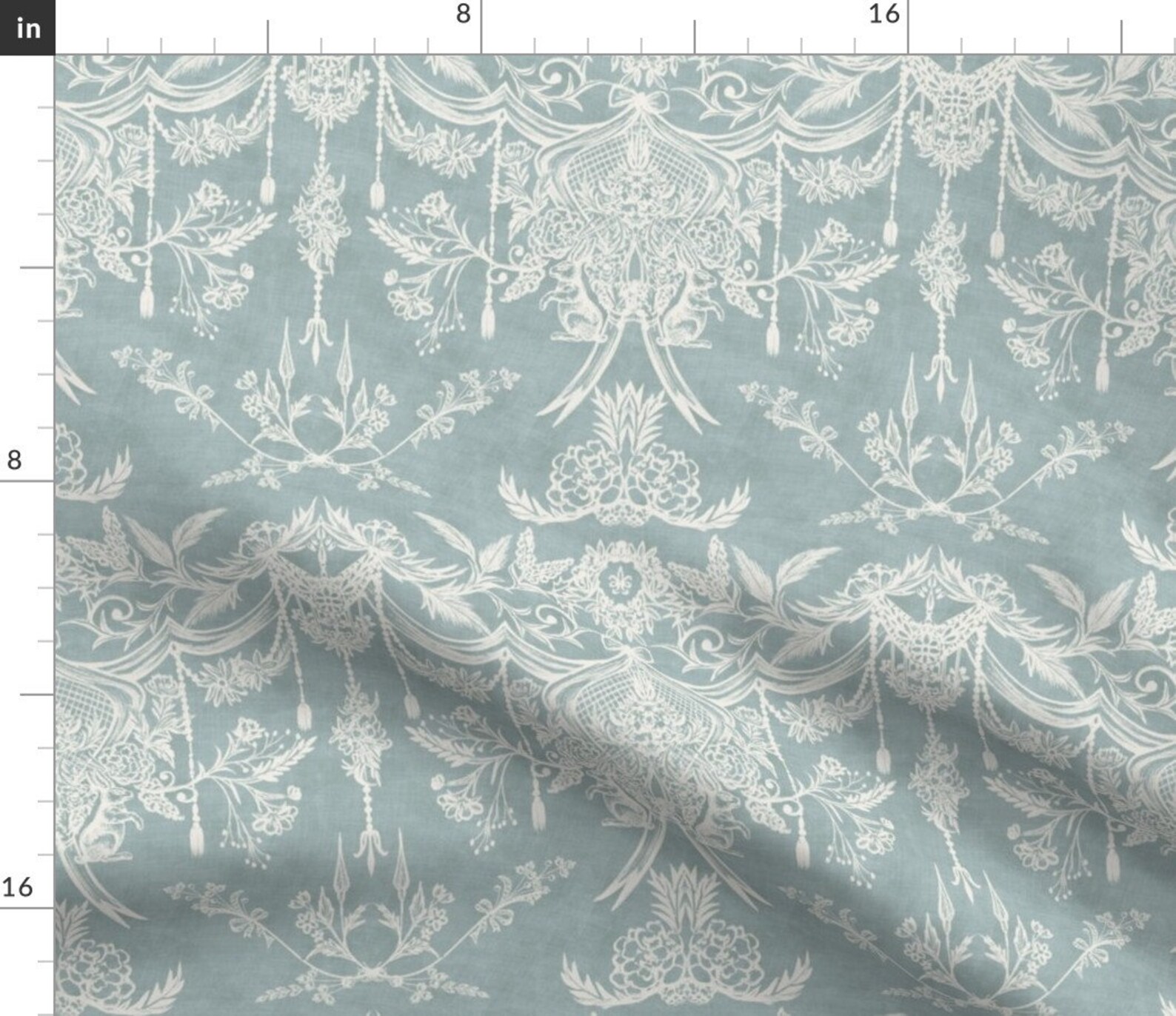 Rococo Toile Fabric Classic Rococo White and Blue by | Etsy