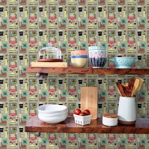 Mid Century Wallpaper Kitchenette by Neryl Kitchen Retro Look Mid ...