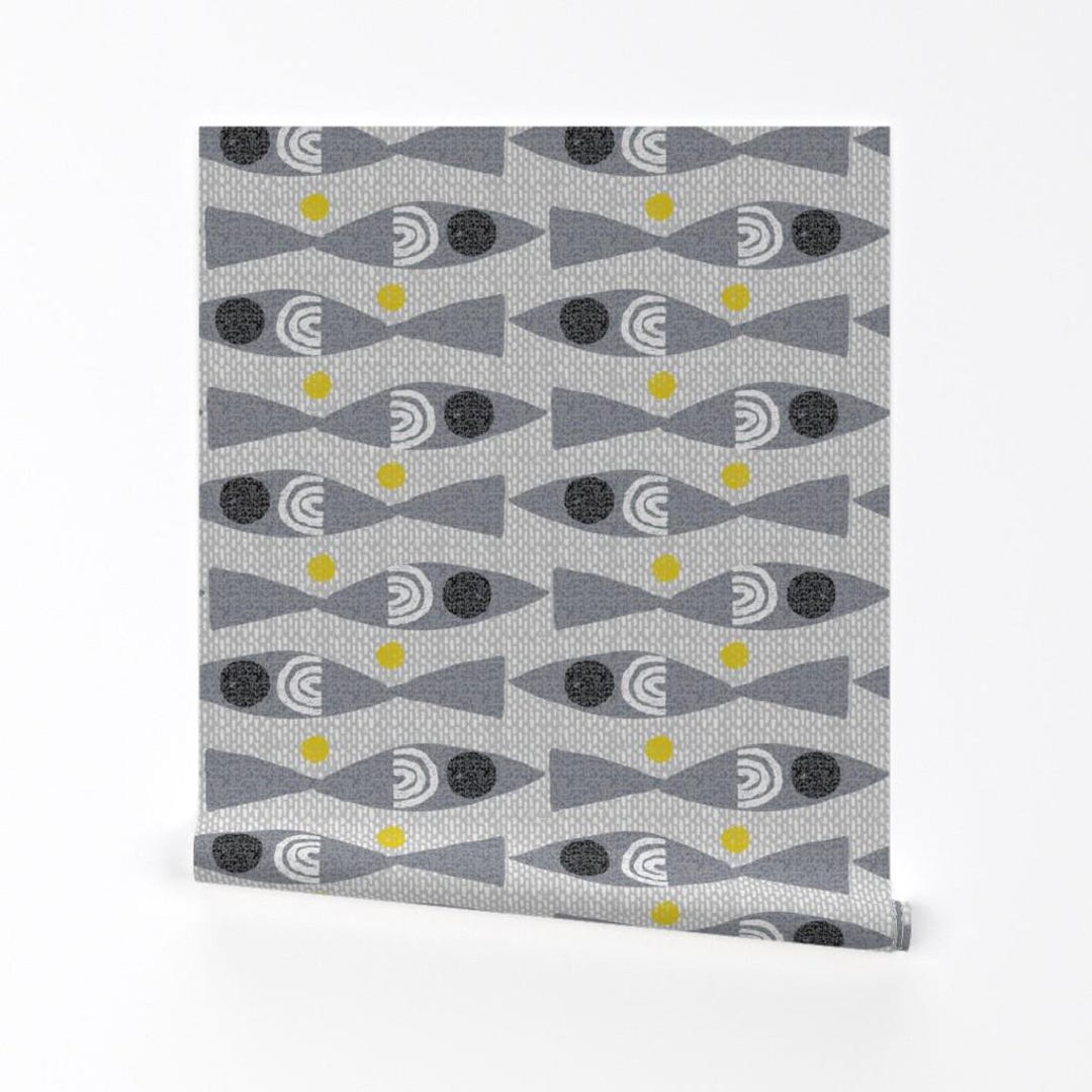 Knit Fish Wallpaper - Fish in A Knit Sea by Ottomanbrim - Gray White ...