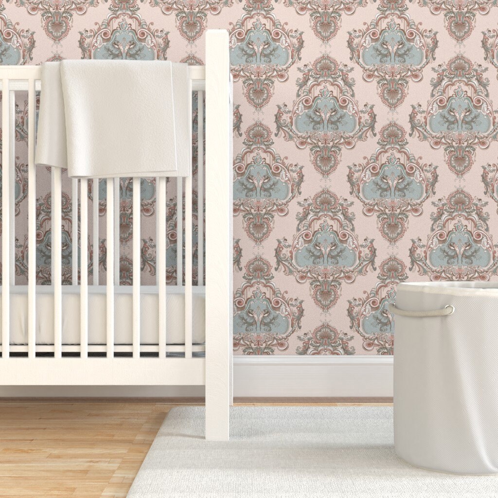 Angles Wallpaper Rococo Romantic by Stacystudios Blue Pink - Etsy