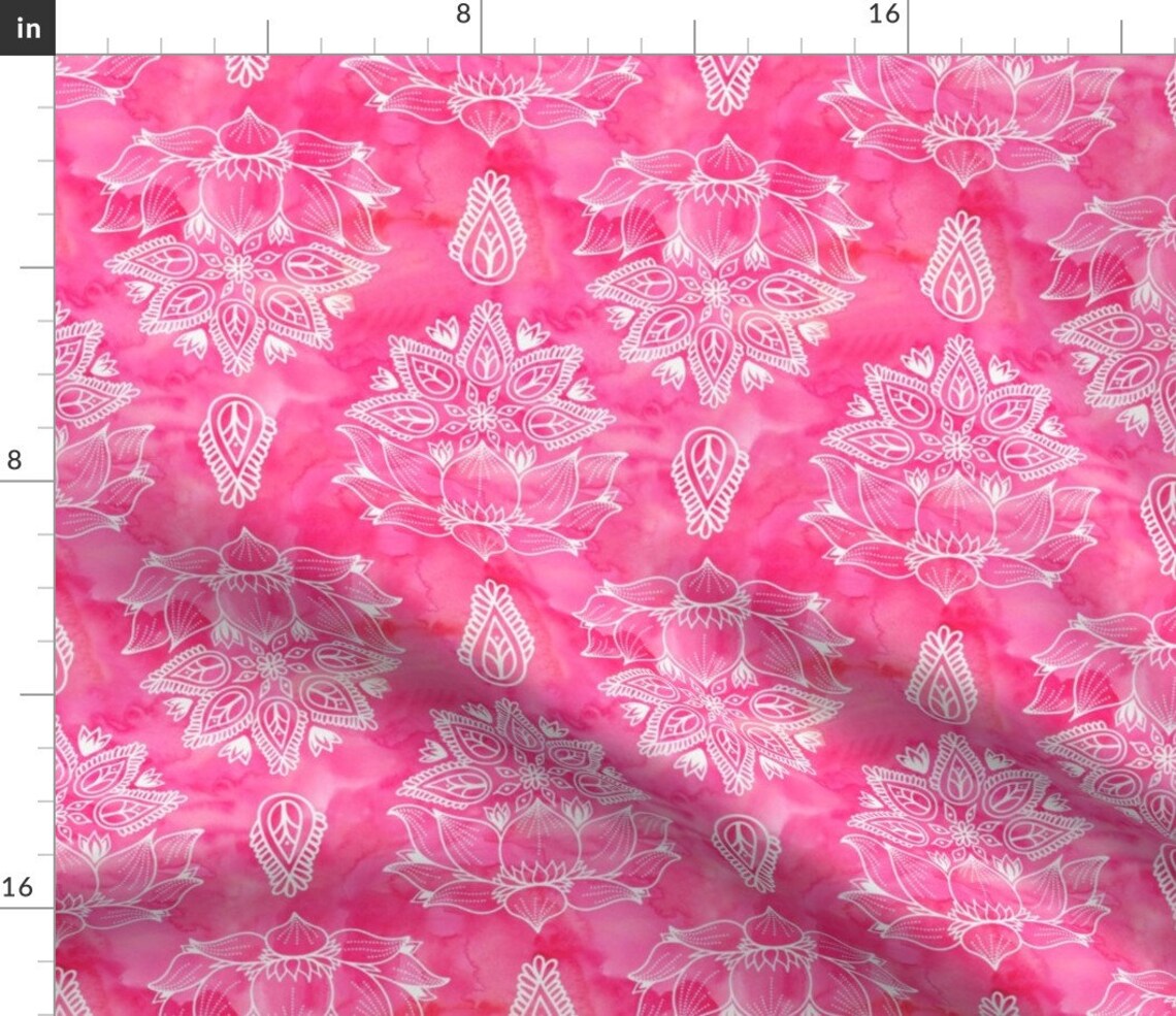 Watercolor Lotus Flower Fabric Pink Lotus Watercolor Flowers - Etsy
