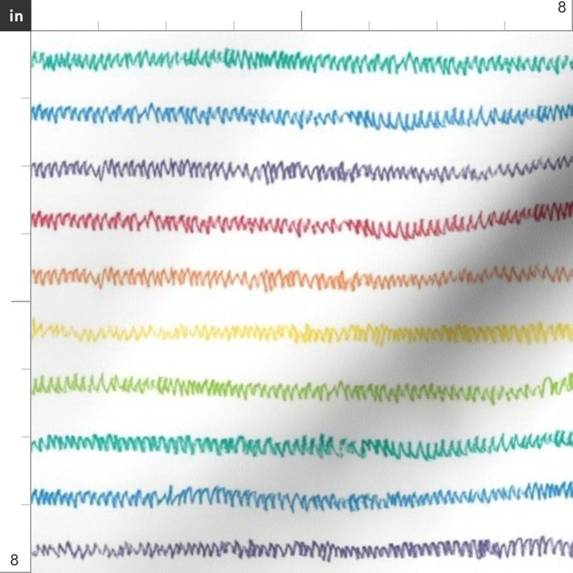 Rainbow Scribble Stripe Fabric Rainbow Crayon Mini-stripe by - Etsy