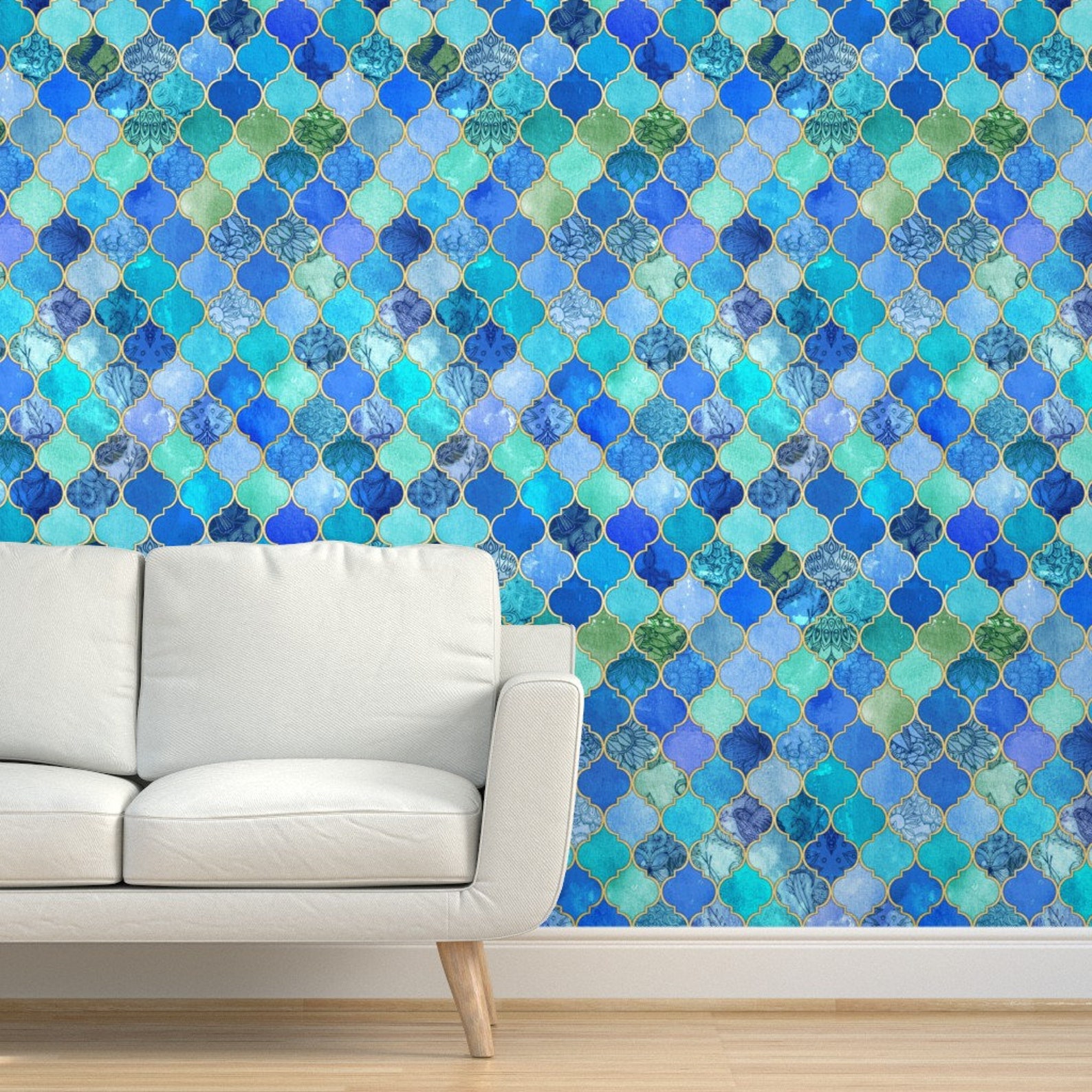 Moroccan Wallpaper Cobalt Blue Aqua Moroccan by Micklyn - Etsy
