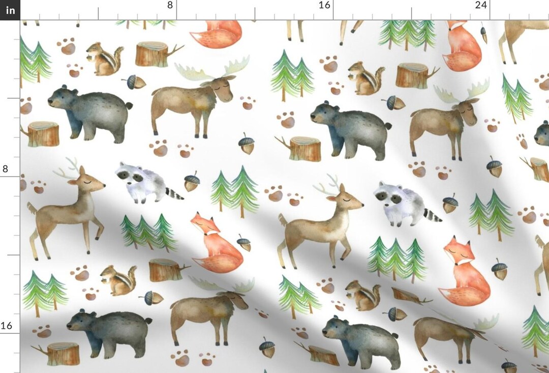 Woodland Animals Fabric Woodland Party by Attic 15127 Woodland Outdoors ...