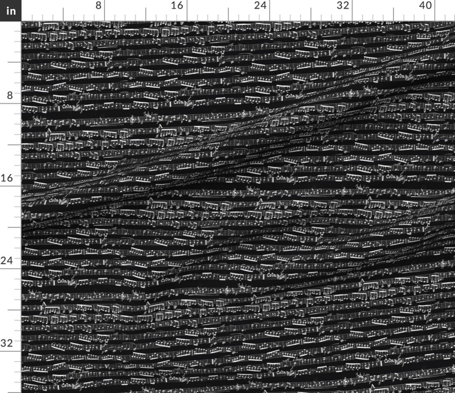 Sheet Music Fabric Music Notes on Black by Inspirationz | Etsy