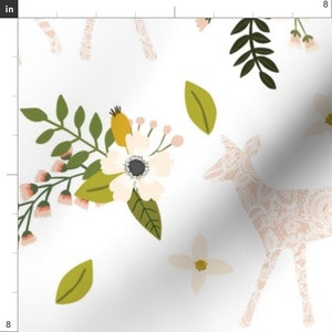 Fawn Floral Fabric Blush Sprigs and Blooms Fawn by Ivieclothco Fawn ...
