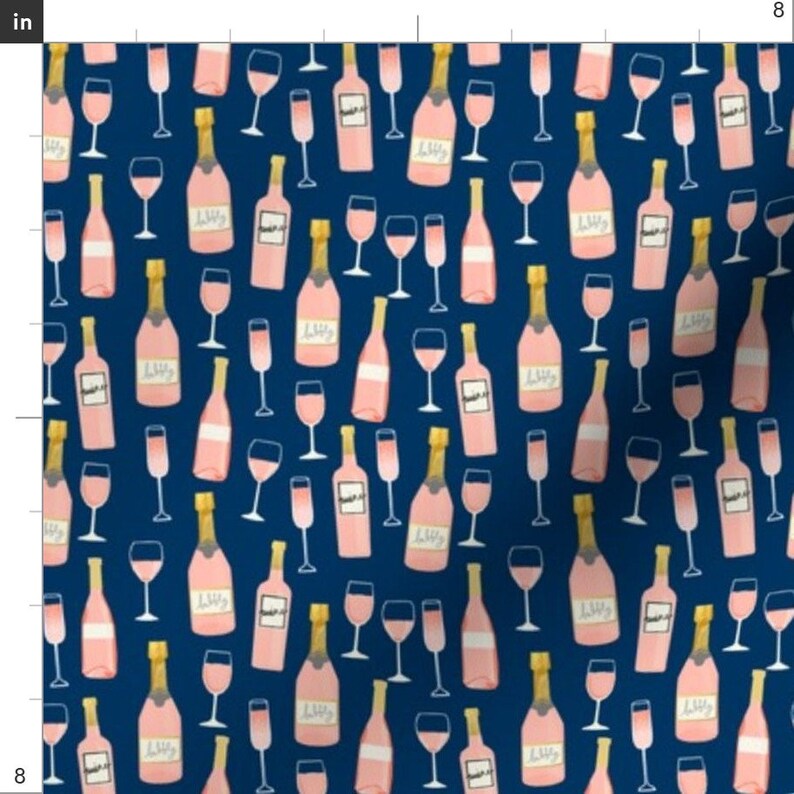 Wine Blue Pink Fabric Small Rosé All Day Wine Fabric - Etsy