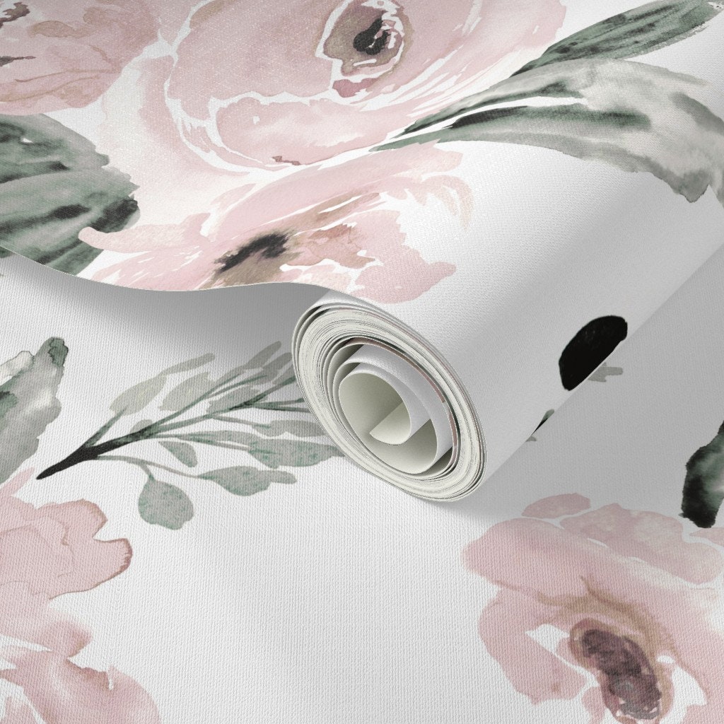 Blush Floral Wallpaper Blushfloral by Northeighty Blush - Etsy