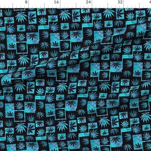 Layered Marijuana Leaves Fabric Marijuana Leaf Turquoise Squares by ...