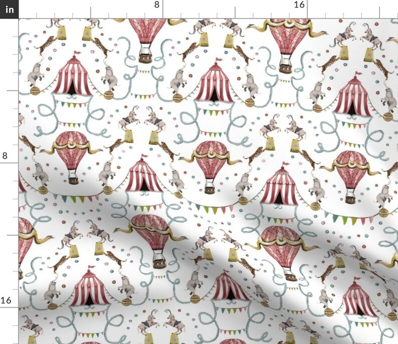 Whimsical Vintage Circus Fabric Cirque Animalier by - Etsy